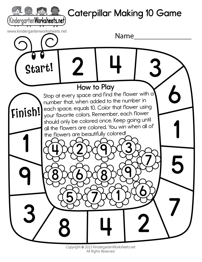 Free Printable Ways To Make 10 Worksheet For Kindergarten