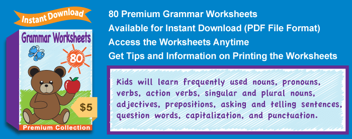 Premium Grammar Worksheets Collection from the Kindergarten Worksheets ...