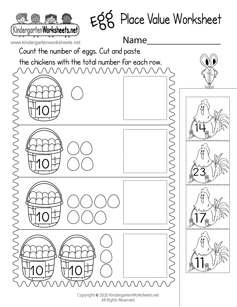 Place Value Of Ones And Tens Worksheet Free Kindergarten Apple Place 