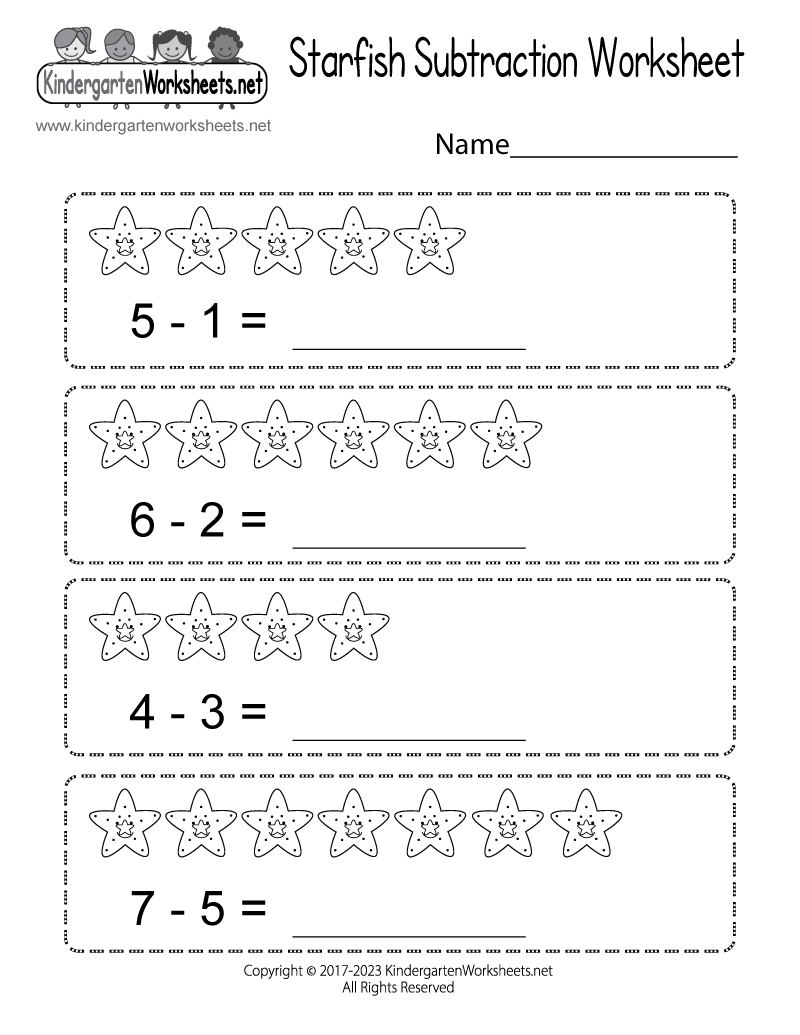 Printable Kindergarten Math Worksheets Subtraction Junanlus Traciones